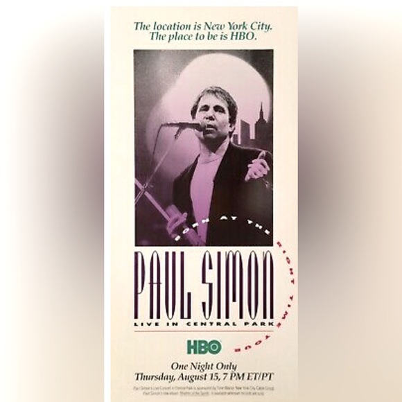 Art | Vintage Paul Simon Live In Central Park 1991 Hbo Original Promo ...